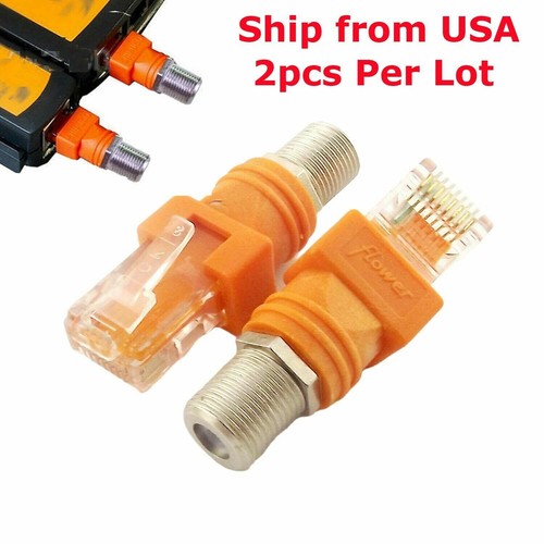 2pcs F Female to RJ45 Male Coaxial Coax Barrel Coupler Adapter RJ45 RF ...