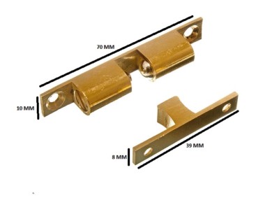 Adjustable Double Sprung Ball Catch Latch Brass 70mm Fixings Pack Of 12 ...