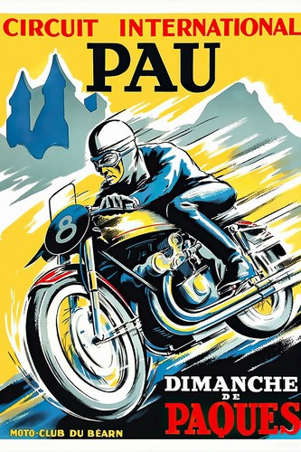 365505 Pau Circuit Motorcycle Race Vintage Art Decor Wall Print Poster ...