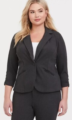 Torrid Studio 6x 6 30 Tailored Ponte Broadway Blazer Charcoal Grey ...