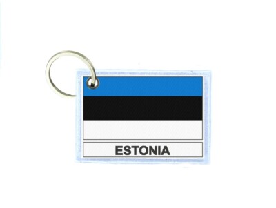 Keychain keyring patch print double sided flag country EST estonia | eBay