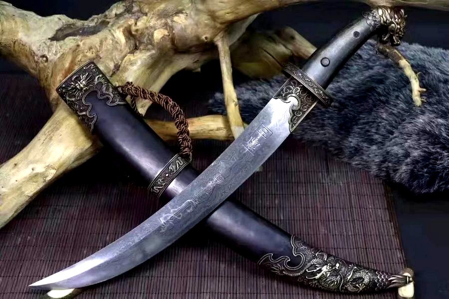 Handmade Mongolia Sword Sharp HRC60 Folded Carbon Steel Cavalry Sabre ...