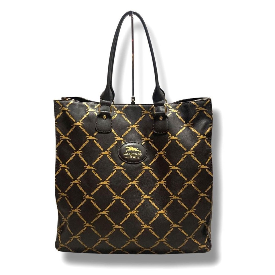 Longchamp tote bag A4 size allover print vintage leather brown women ...