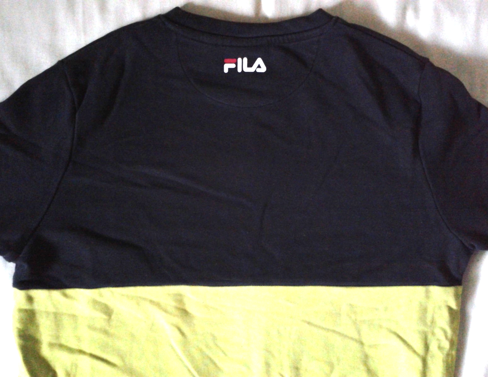 FILA Spell Out Logo Lime/Navy Crew Neck Sweatshirt Mens Size S | eBay