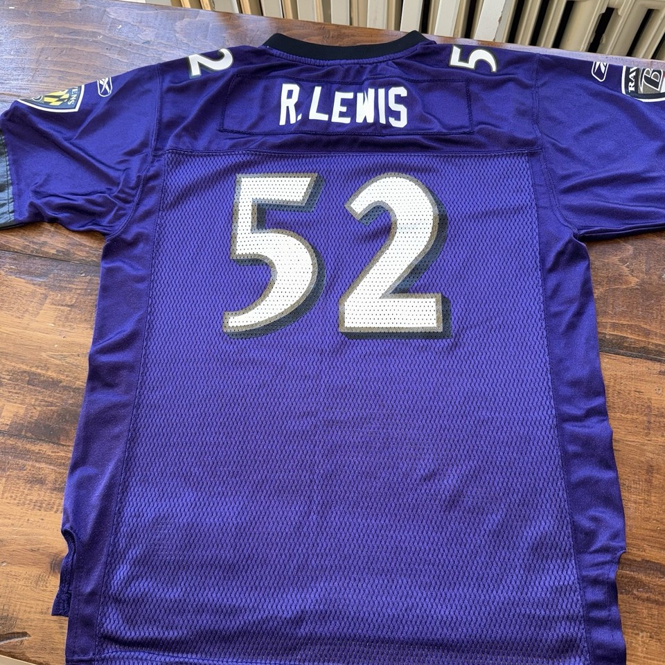 Vintage Reebok Baltimore Ravens Ray Lewis #52 Purple NFL Jersey Boys ...