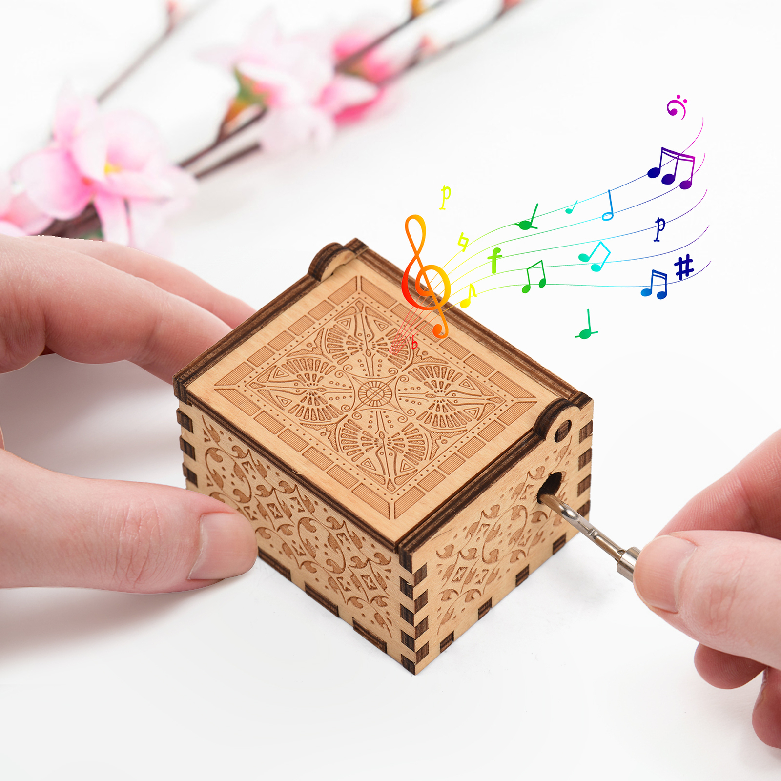 Wooden Hand Music Box Classical Musical Boxes Gifts You are My Sunshine ...
