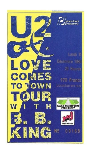 RARE / TICKET BILLET DE CONCERT - U2 : LIVE A PARIS ( FRANCE ) 1989 ...