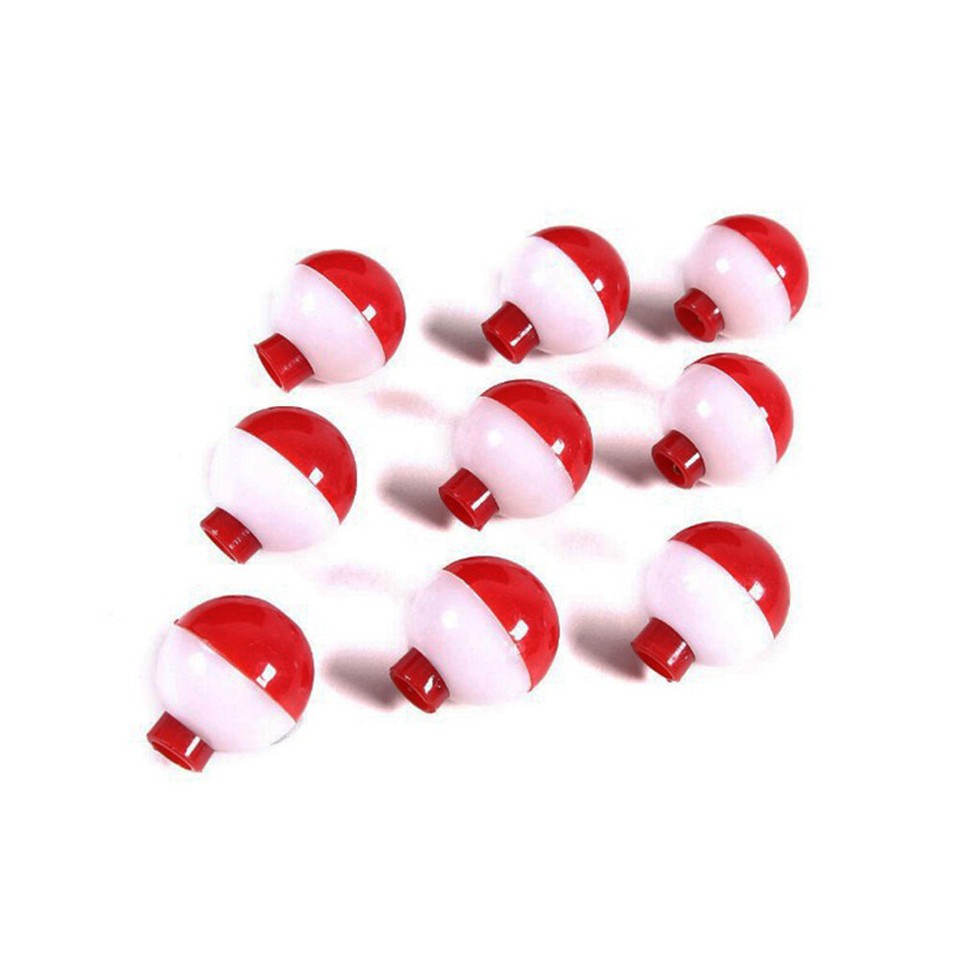 50pcs/set Fishing Bobbers Round Floats Red White Buoy Float lot Snap On ...