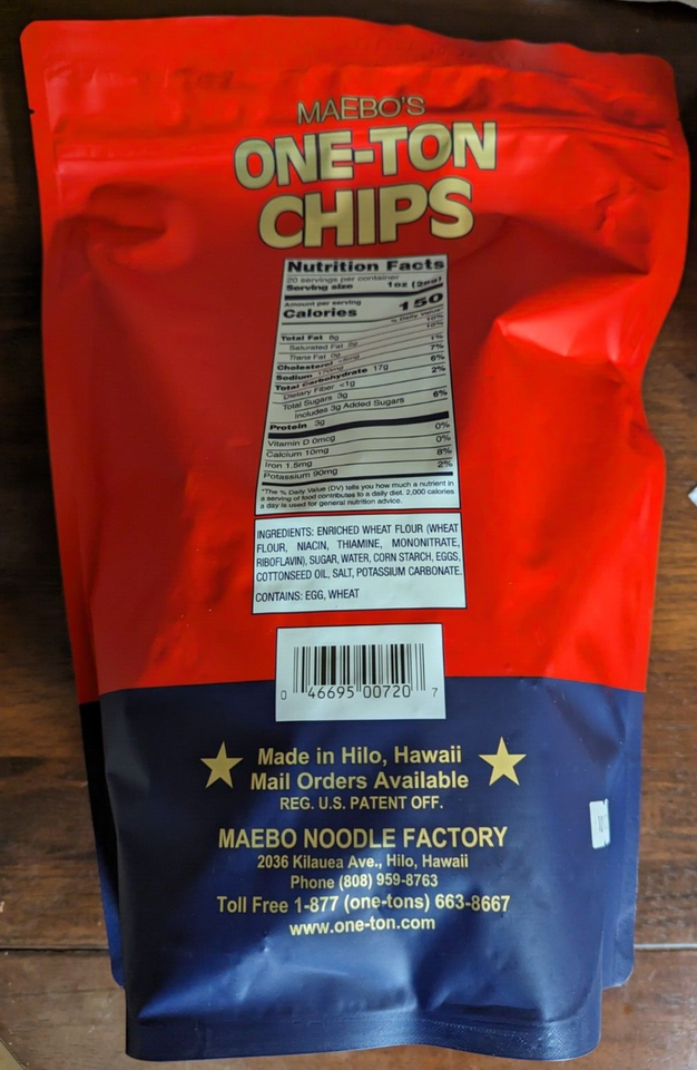One-Ton Chips by Maebo (Hilo, Hawaii) - 20 oz bag | eBay