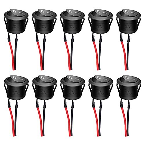 /10Pcs Round Rocker Switch AC 6A/250V 10A/125V SPST 2 Pins 2 Position ...