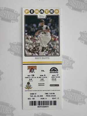 2008 Colorado Rockies at Pittsburgh Pirates Ticket 7/29/08 | eBay