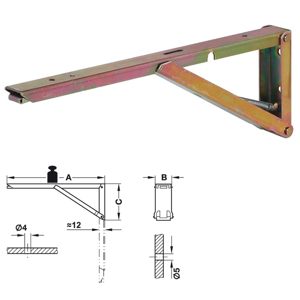 Hafele Sprung Hinged Bracket Folding Drop Leaf Worktop Table Shelf ...