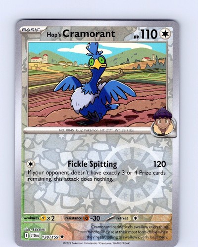 Pokemon TCG Hop's Cramorant Journey Together 138/159 Reverse Holo ...