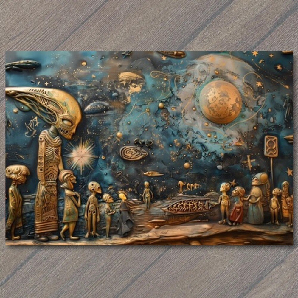 POSTCARD Alien God Civilization Religious Deity Ceremony Sacred Ritual ...