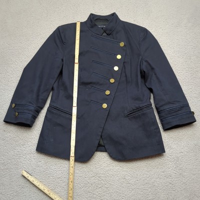 French Connection Military Jacket Womens UK 14 Black Button Up Pockets ...