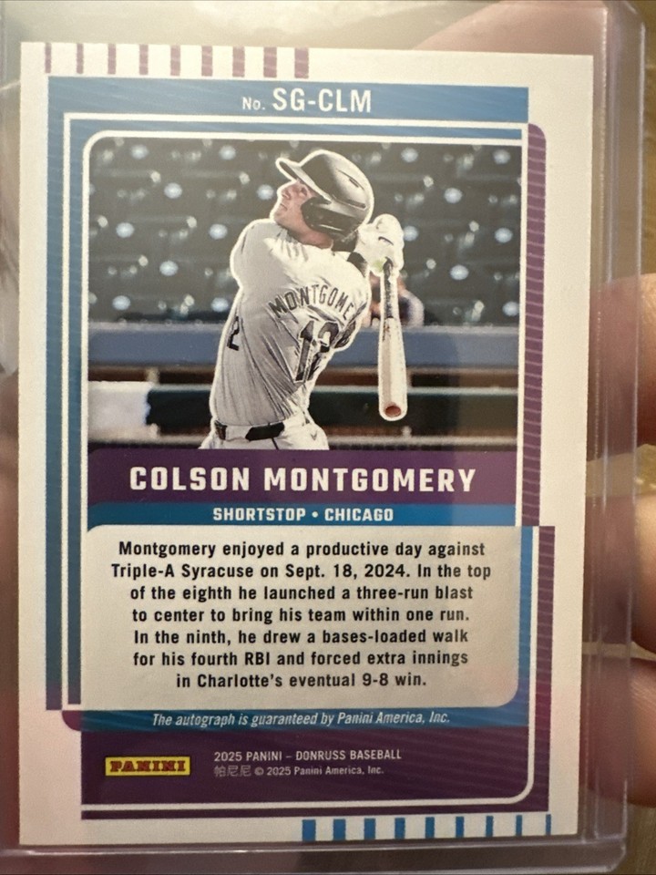 2025 Donruss Colson Montgomery Auto Signature Series Chicago White Sox ...