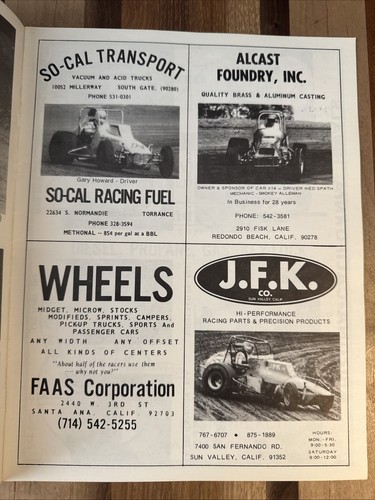 1976 CRA Sprint Car Race Program, Arizona vs California, Ron Rea Spin ...