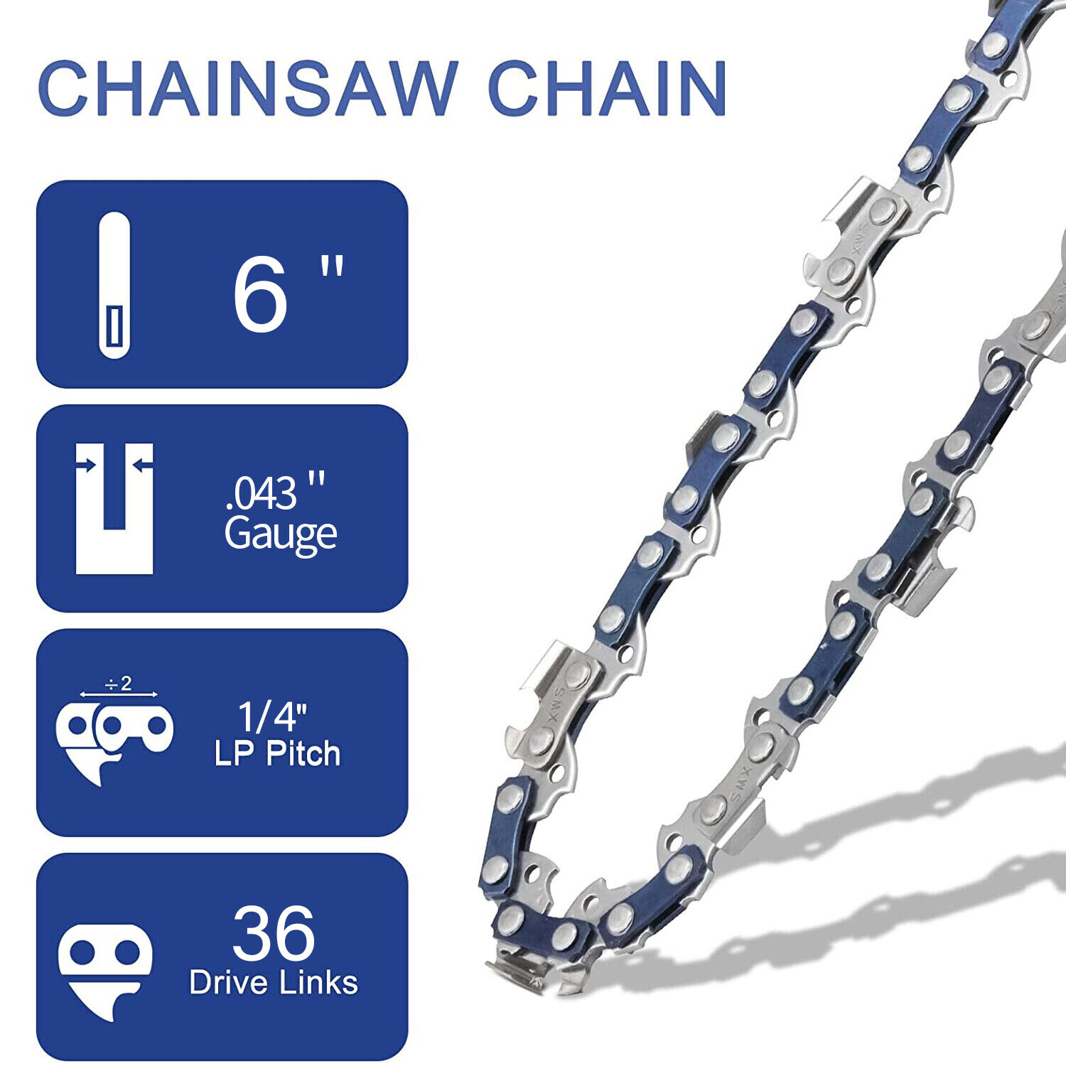 6-inch Chainsaw Chain 1/4" LP Pitch .043" Gauge 36DL Steel Durable ...