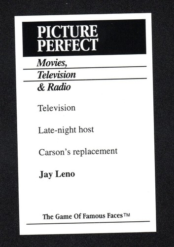 Jay Leno Comedian 1998 Lang Gang Picture Perfect Game of Famous Faces ...