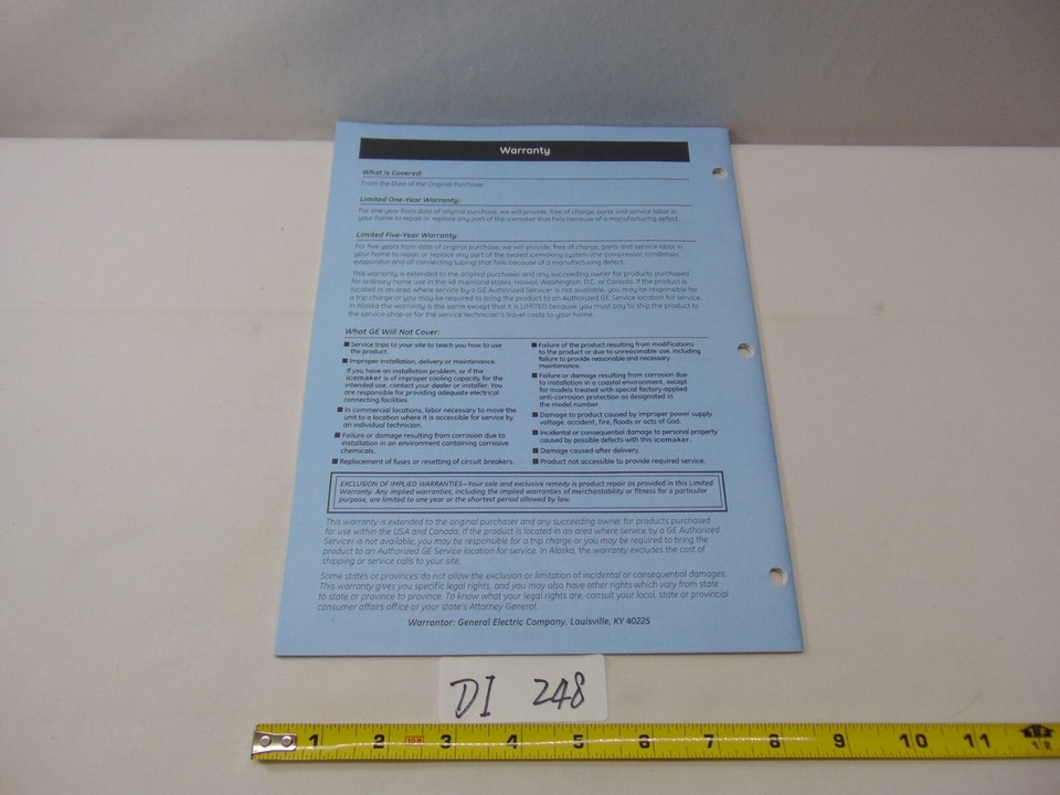 GE Technical Service Guide Book 31-9196 Monogram Under Counter Icemaker ...