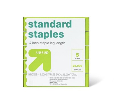 Up & Up 5 Boxes of 5,000 Standard Staples Each (25,000 Total Staples ...