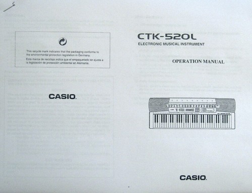 Casio CTK-520L Digital Piano Keyboard Users Operating Owner's Manual ...