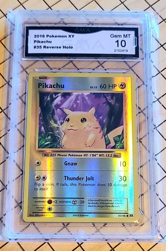 GMA 10 GEM MINT Pikachu 35/108 REVERSE HOLO XY Evolutions Pokemon Card ...
