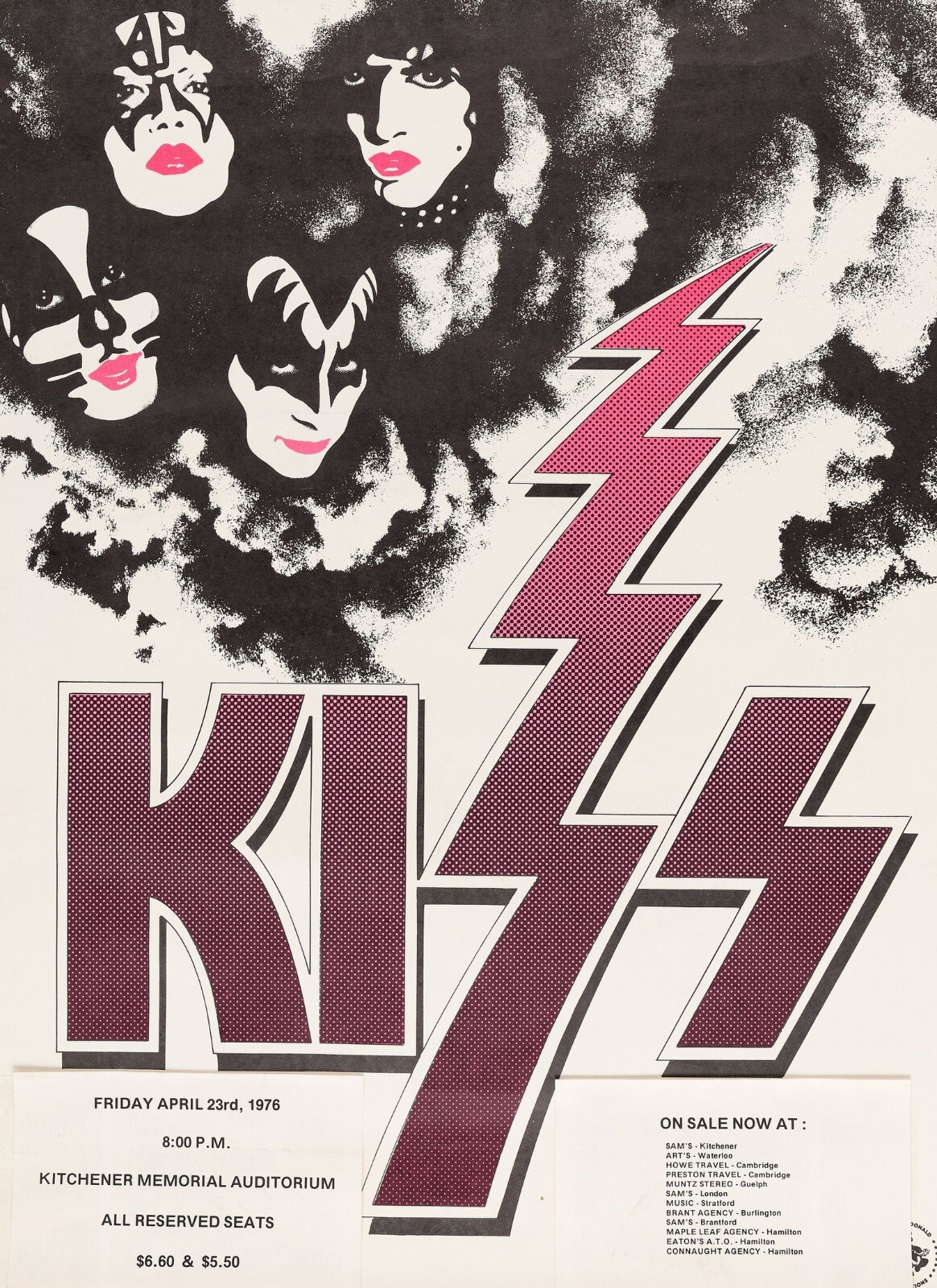 KISS 1976 Kitchener Ontario Canada Destroyer Tour Concert Poster Repo ...