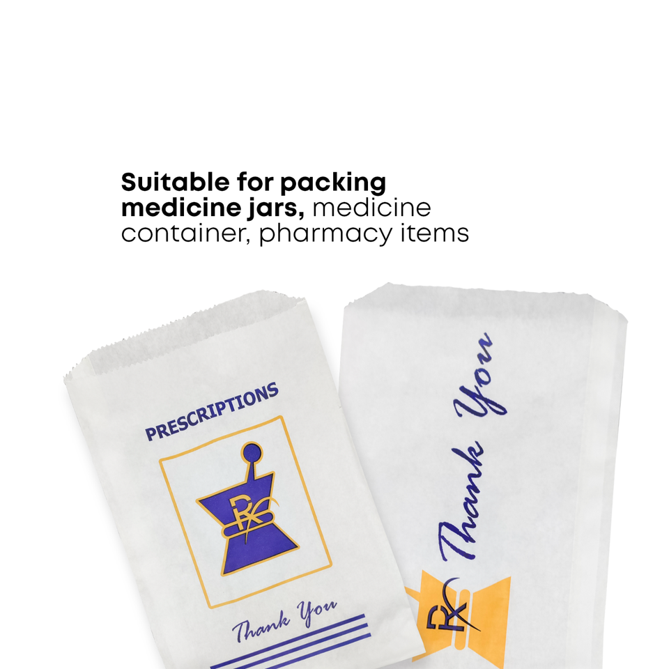 500 Pack Kraft Paper Prescription RX Pharmacy Bags Drug Store Container ...