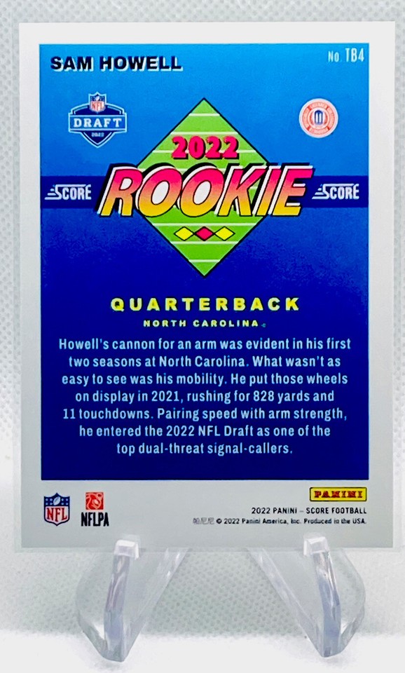 2022 Panini Score Sam Howell 1992 Throwback Insert Rookie Card #TB4 ...
