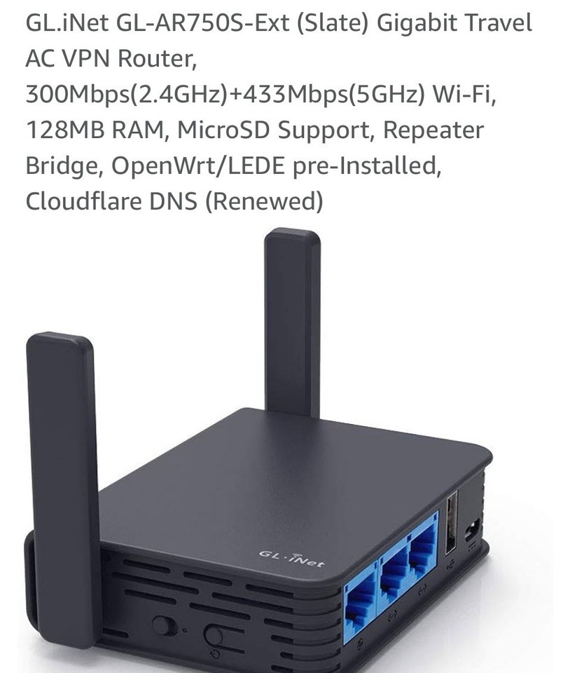 GL. INet Travel Wireless Router SLATE MD#GL-AR750S-EXT | eBay