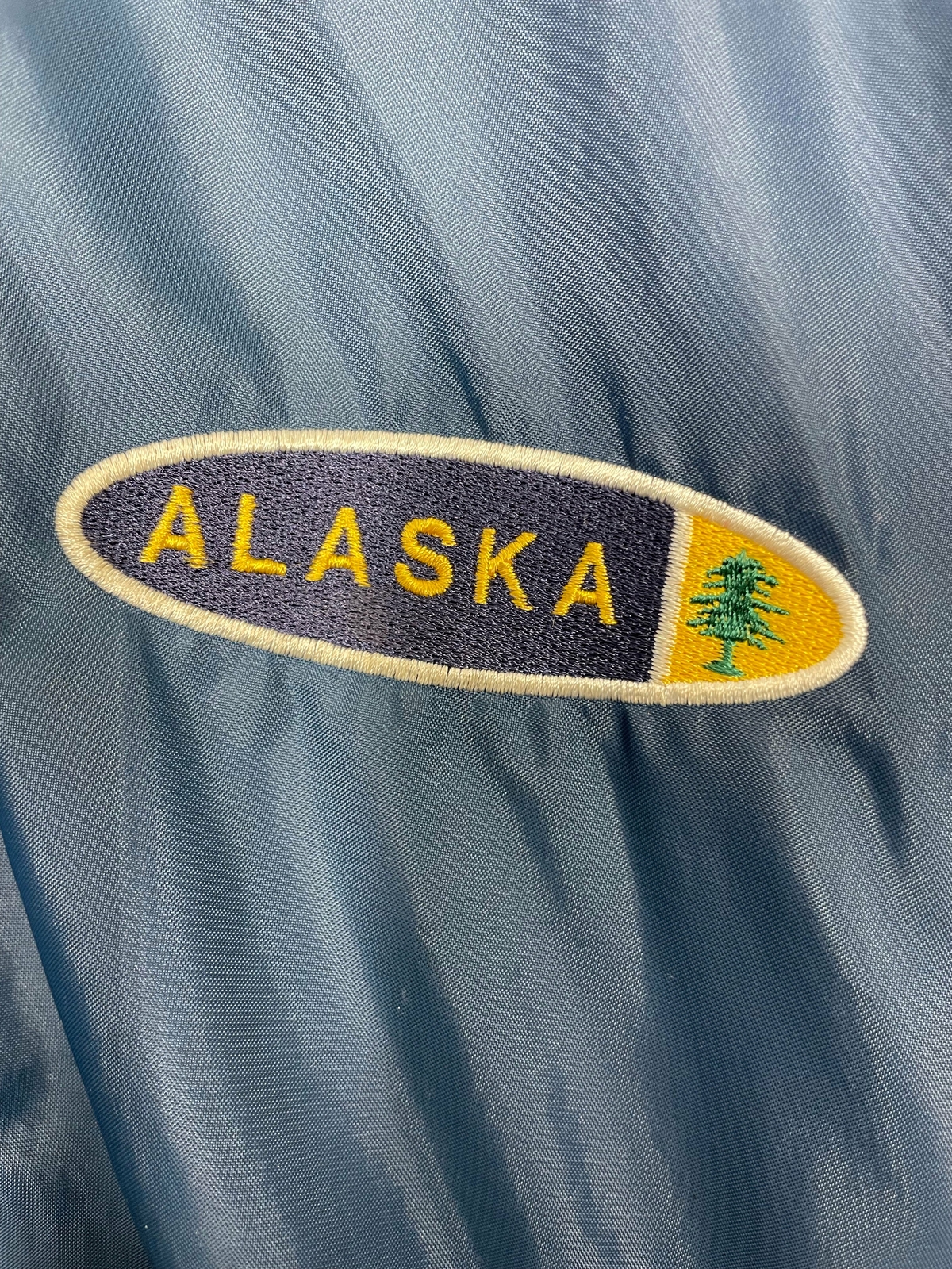 Alaska Embroidered Snap Satin Bomber Jacket Hartwell M - Gem