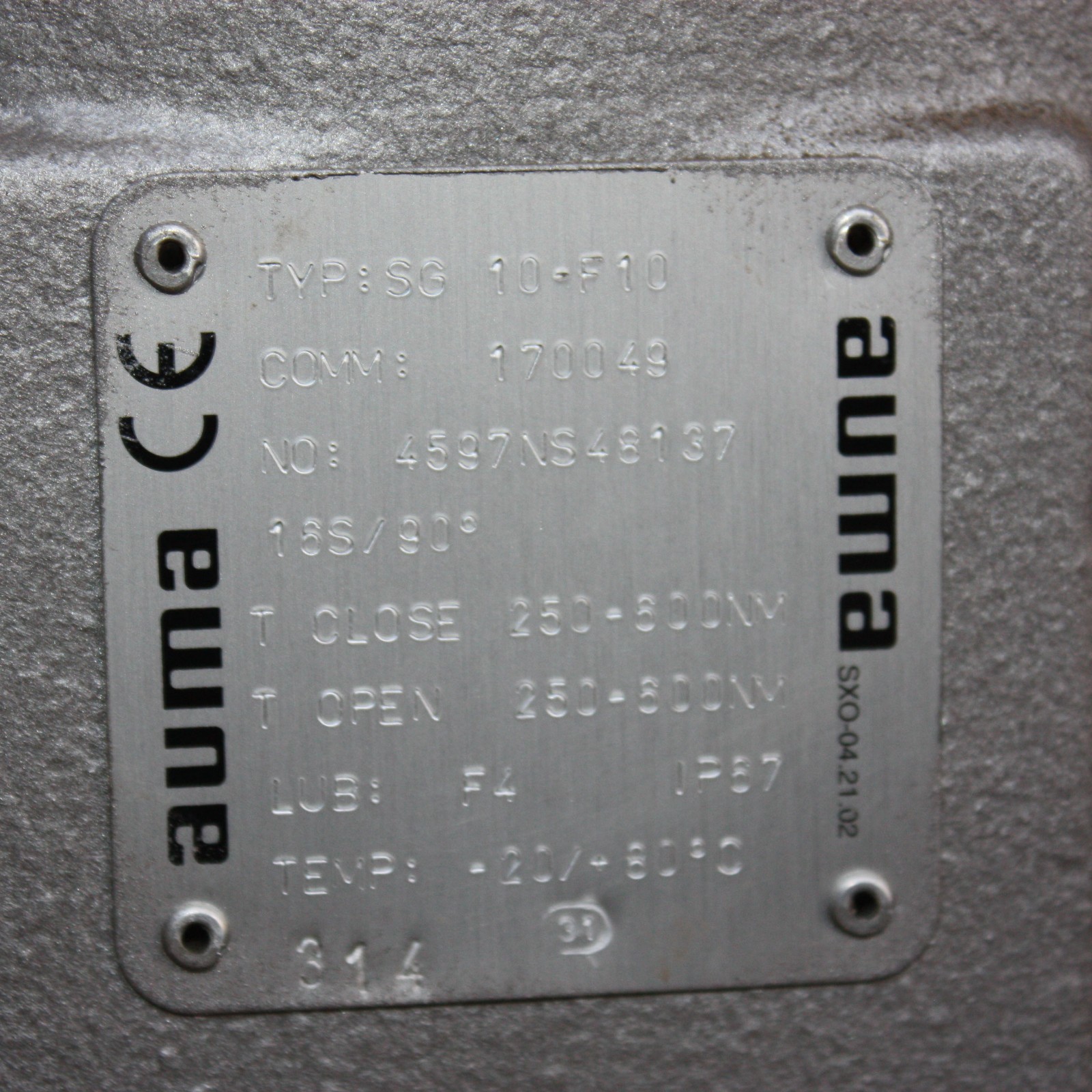 AUMA AM 02.1-S SG 10-F10 SD00 56-2/45 Electric Multi-turn valve ...