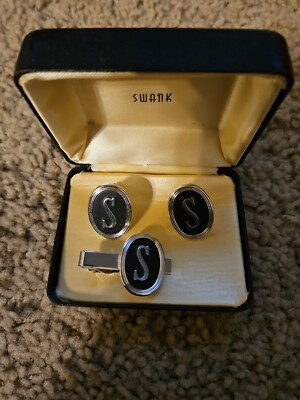 Vintage Swank Personalized Monogrammed S Tie Clip and Cufflinks | eBay
