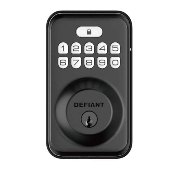 DEFIANT Single Cylinder Electronic Keypad Deadbolt Satin Nickel Finish ...