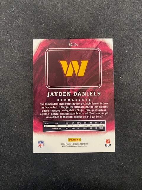 2024 PANINI ORIGINS Jayden Daniels ( WASHINGTON COMMANDERS ) Rookie ...
