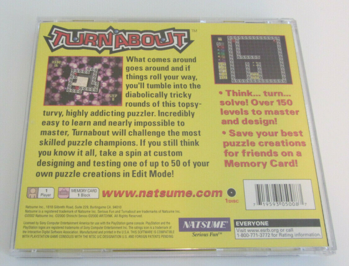 Turnabout (Sony PlayStation 1, 2003) PS1 Complete FAST SHIP Acceptable ...