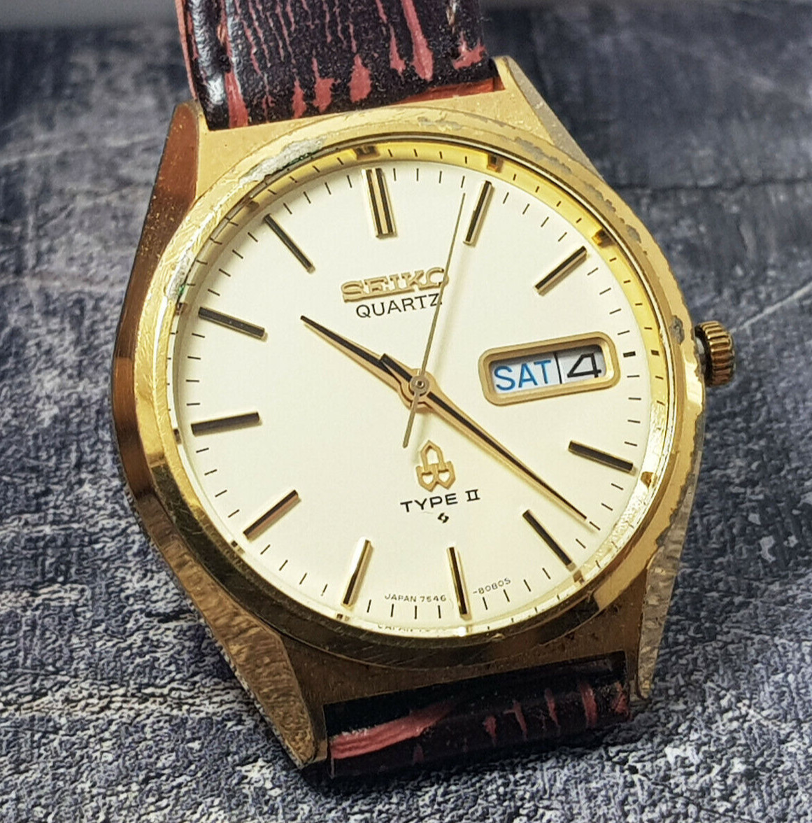 RARE SEIKO QUARTZ TYPE II 7546-8000 KANJI GENTS GS KS… - Gem