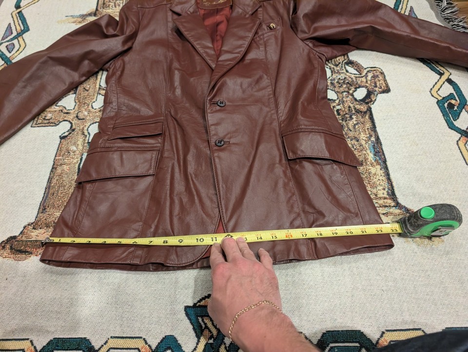 Vintage 70s Etienne Aigner Men Red Oxblood Leather Blazer Jacket 42 | eBay