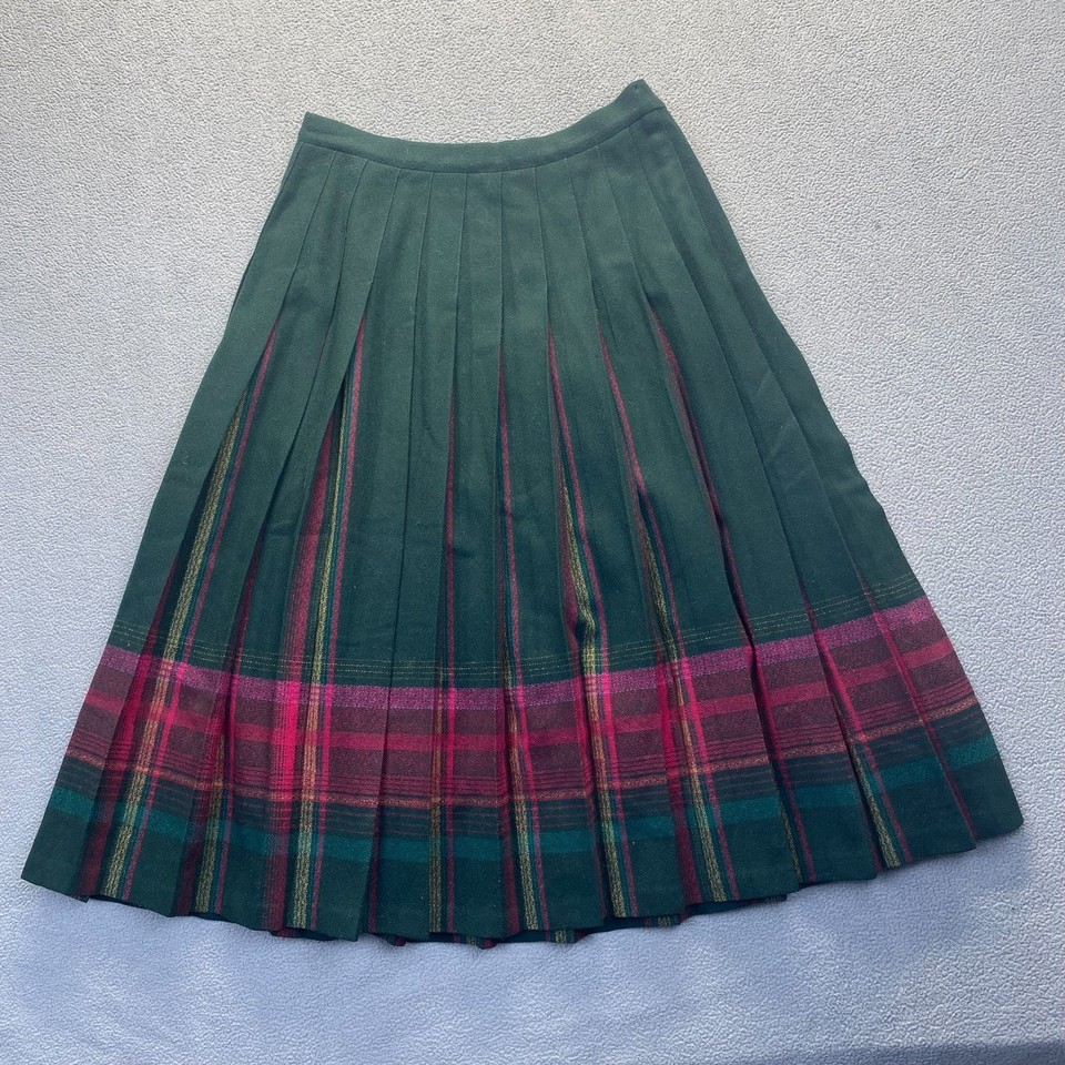 VTG Pendleton Green Skirt Size Large 100% Virgin Wool Plaid,Zipper ...