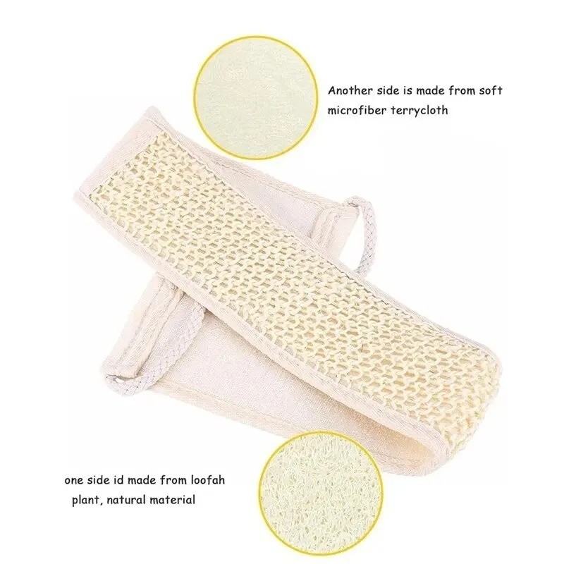 Back Scrubber EXFOLIATING LOOFAH Loofa Strap Bath Shower Body Sponge ...