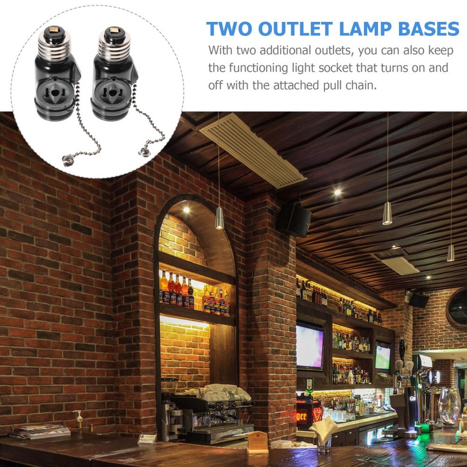 2 Pcs Light Bulb Adapter Screw Socket Lamp Bases with Pull Chain | eBay ...