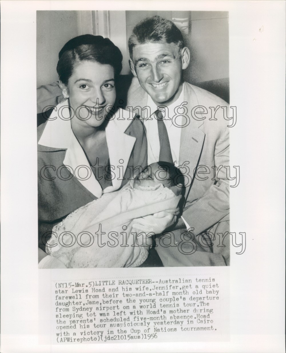 1956 Australian Tennis Champ Lew Hoad Wife Jennifer Daughter Jane Press ...