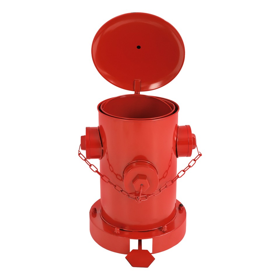 Retro Fire Hydrant Trash Can - Foot Pedal, Removable Inner Bucket, Red ...
