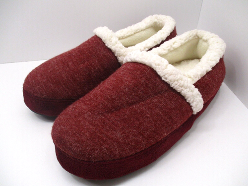 Isotoner Women's L 8-9 Red Microfleece Marisol Slippers Closed Back ...