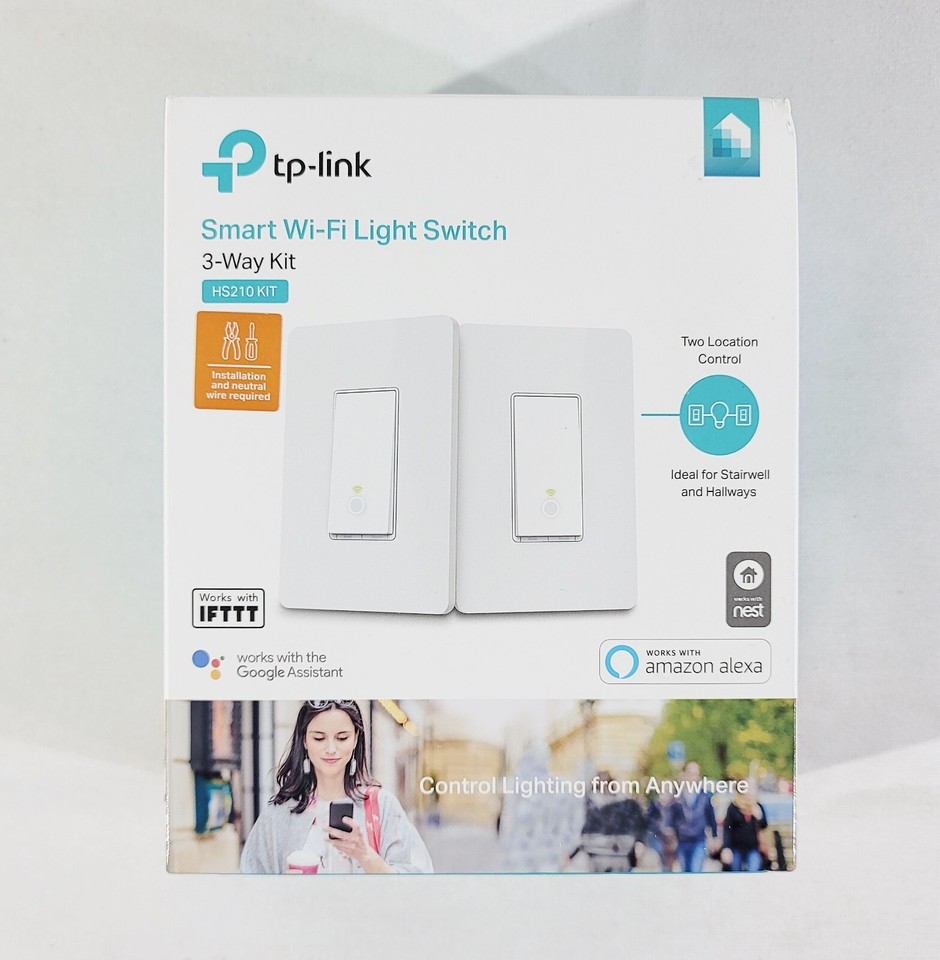 NEW (2 Switches) TP-Link Kasa Smart Wi-Fi Light Switch 3 Way HS210 KIT ...