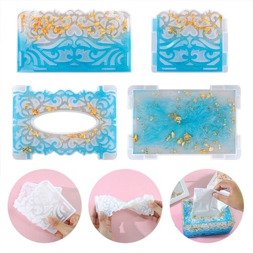 Hollow Pattern Tissue Box Epoxy Resin Mold Napkin Paper Organizer ...