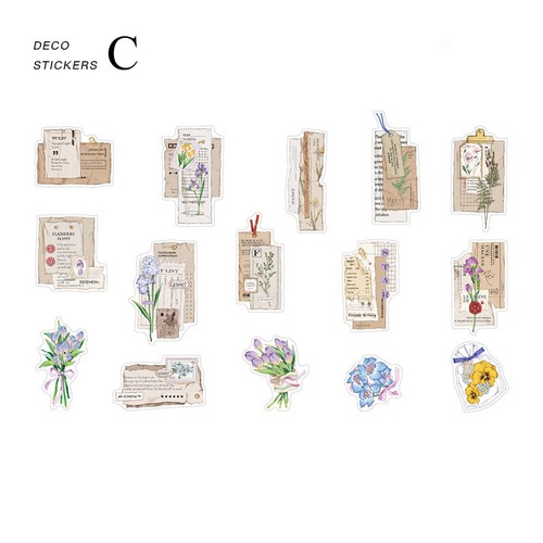 Retro vintage paper stickers flower scrapbooking sticker set paper ...