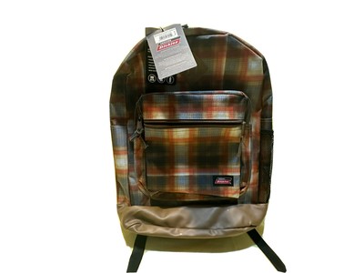 Dickies Varsity Plaid Backpack School Book Bag Brown Laptop Sleeve NWT ...