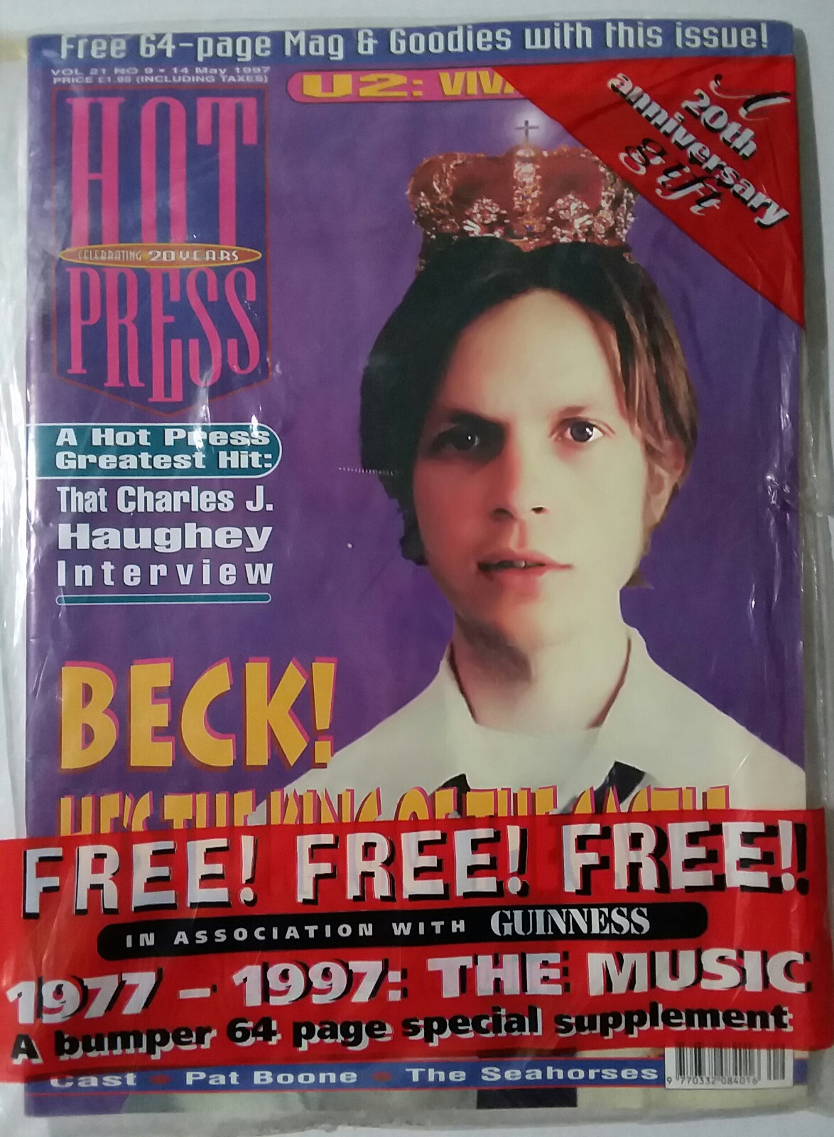 Hot Press Magazine (May 1997) Beck, Cast, Pat Boone,U2; includes free ...